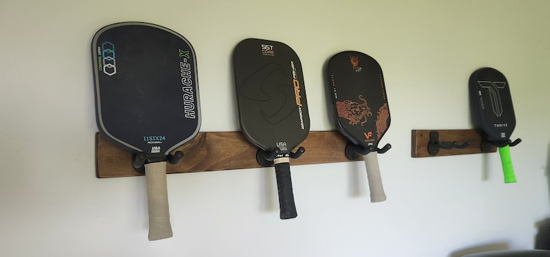 Stained Wood Pickleball Paddle Wall Mount Display – Pickleball Paddle ...