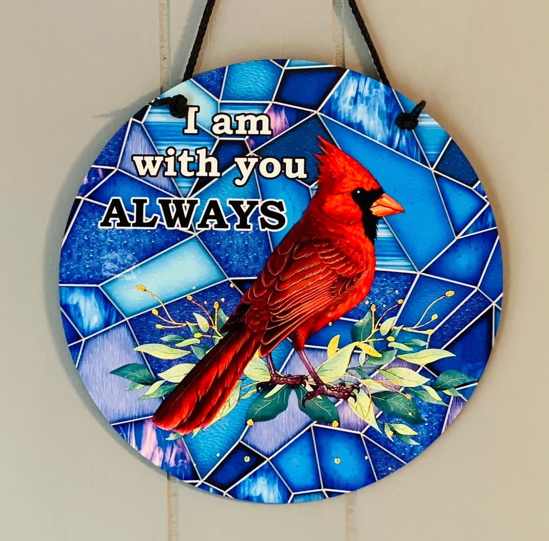 Personalized Cardinal Wall Hanging, Round Door Hanger, Handmade MDF ...