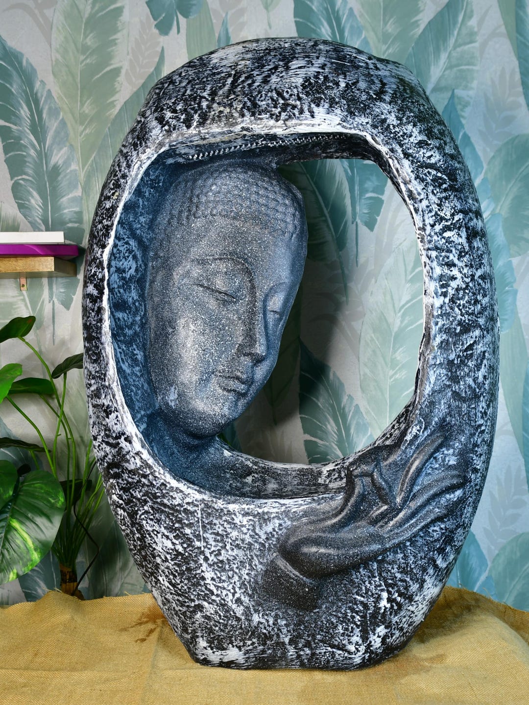 Sowpeace Half Face Water Fountain – 60cm Grey Resin Tabletop Decor ...