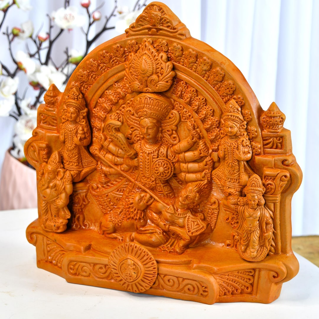 Handmade Terracotta Durga Idol – Brown Ethnic Tabletop Decor - Etsy