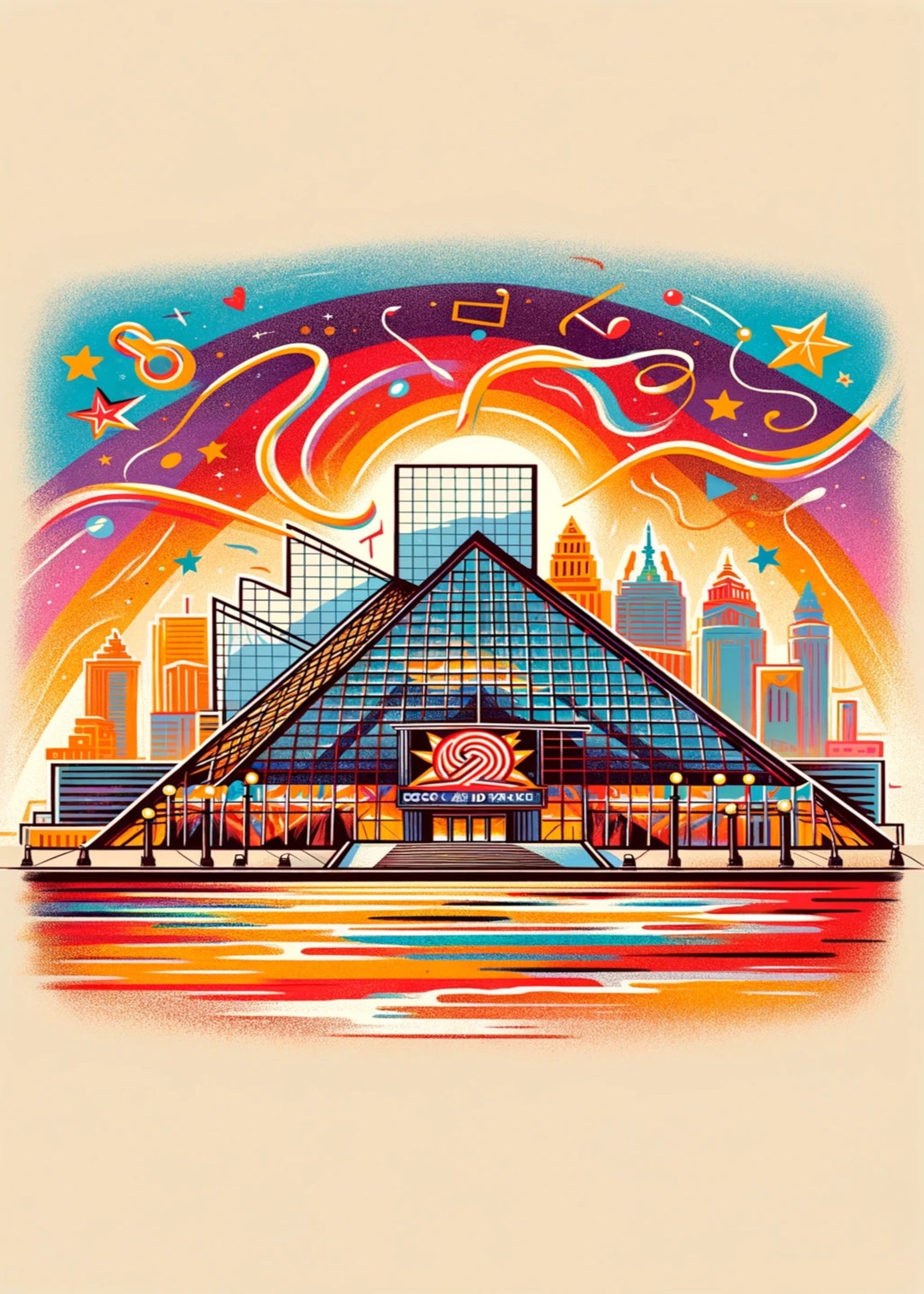 Cleveland Rock and Roll Hall of Fame Art Print - Digital Download - Etsy