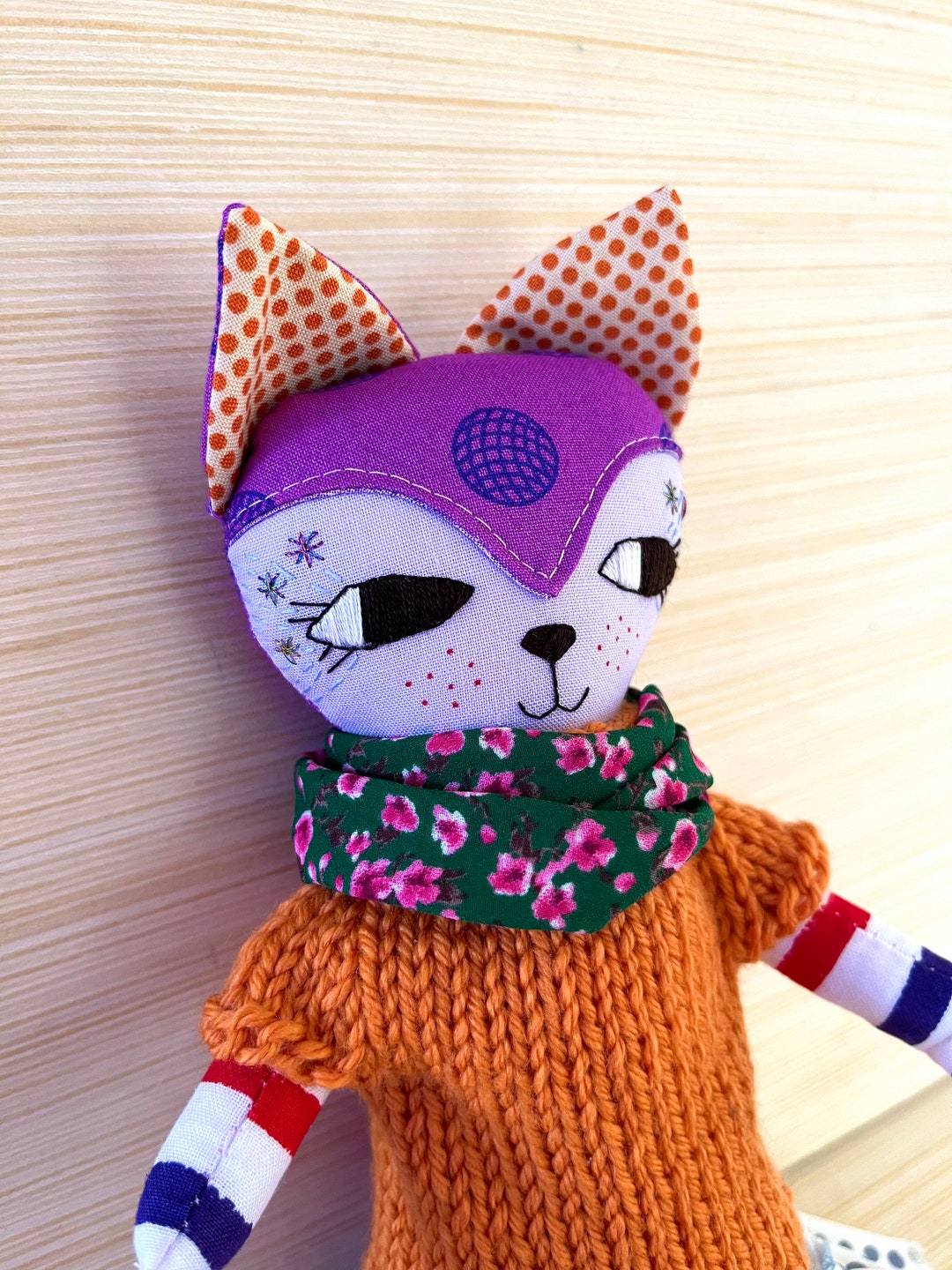 Lark the Purple Fox Cloth Doll Heirloom Artisan Soft Toy Collectible ...