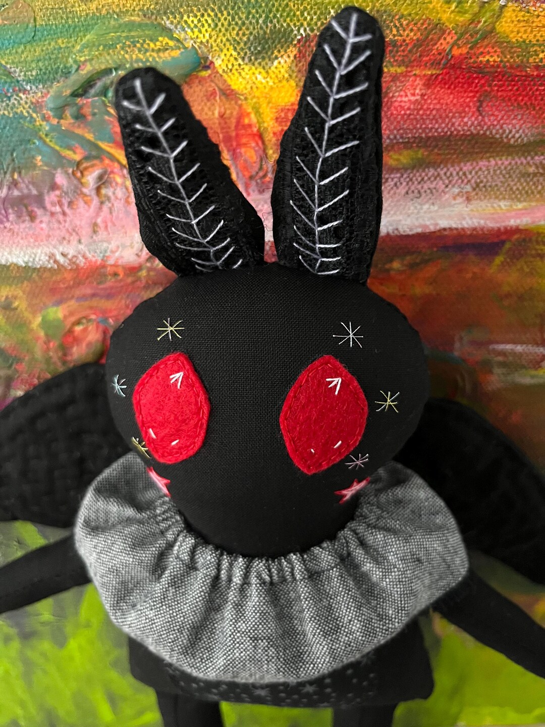 Mothman Doll 11.5",hand-embroidered Cryptid Art Doll Collectible, Made ...