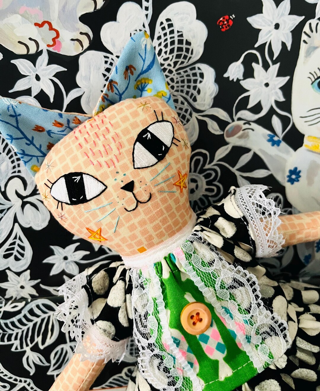 Heirloom Cat Doll. "taffy Sweet" Kitty Artisan Doll Collectible ...