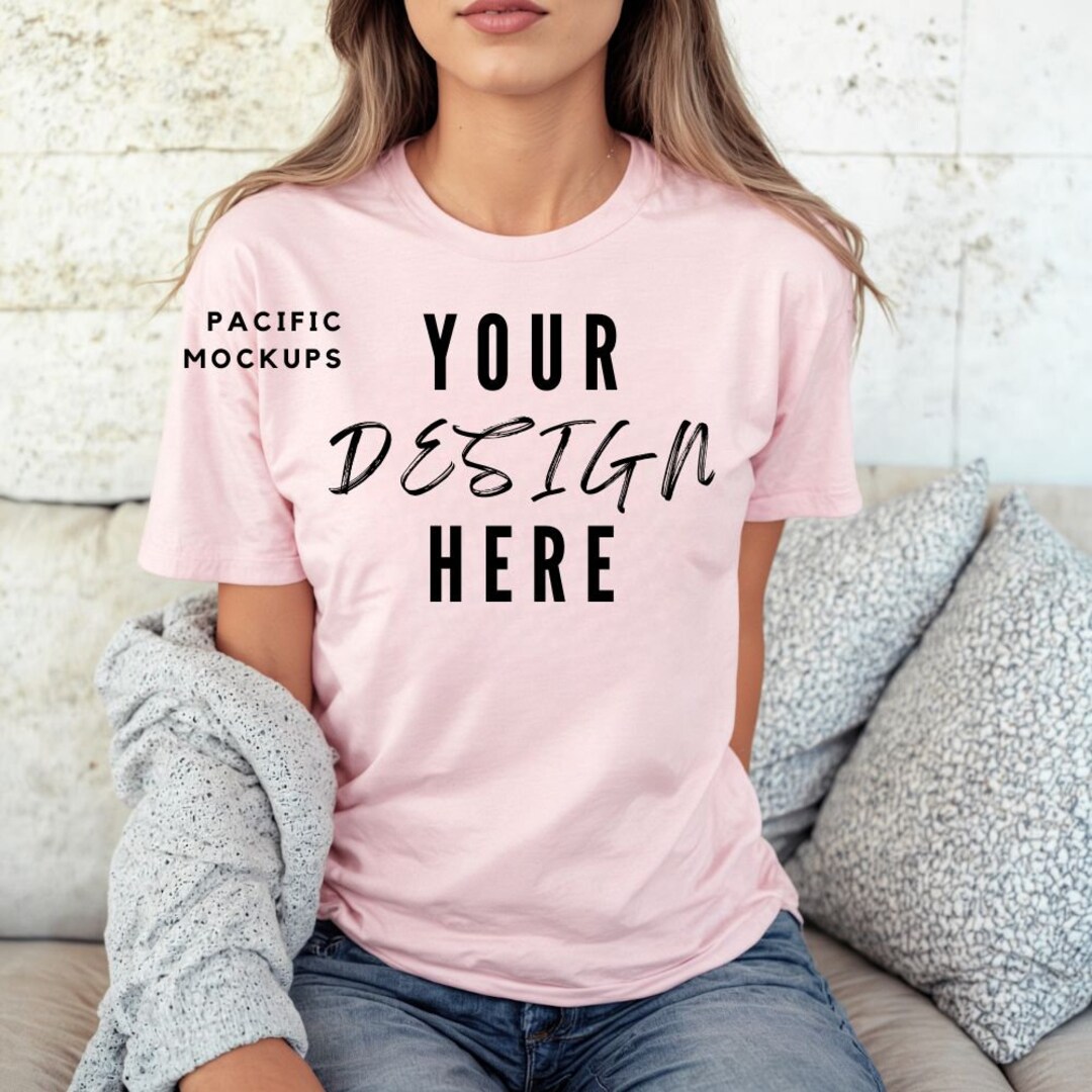 Bella Canvas 3001 Soft Pink Tshirt Mockup 3001 Pink T-shirt Mockup ...