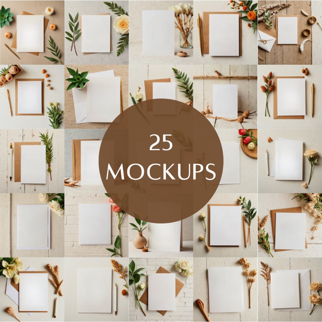 25 Boho Card Mockup Bundle 5x7 Card Mockups Invitations Invite ...