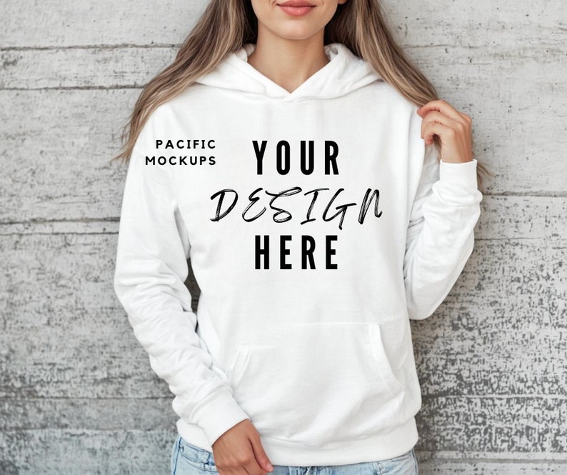 Gildan 18500 White Hoodie Mockup Clothing Mock Up G185 Hooded