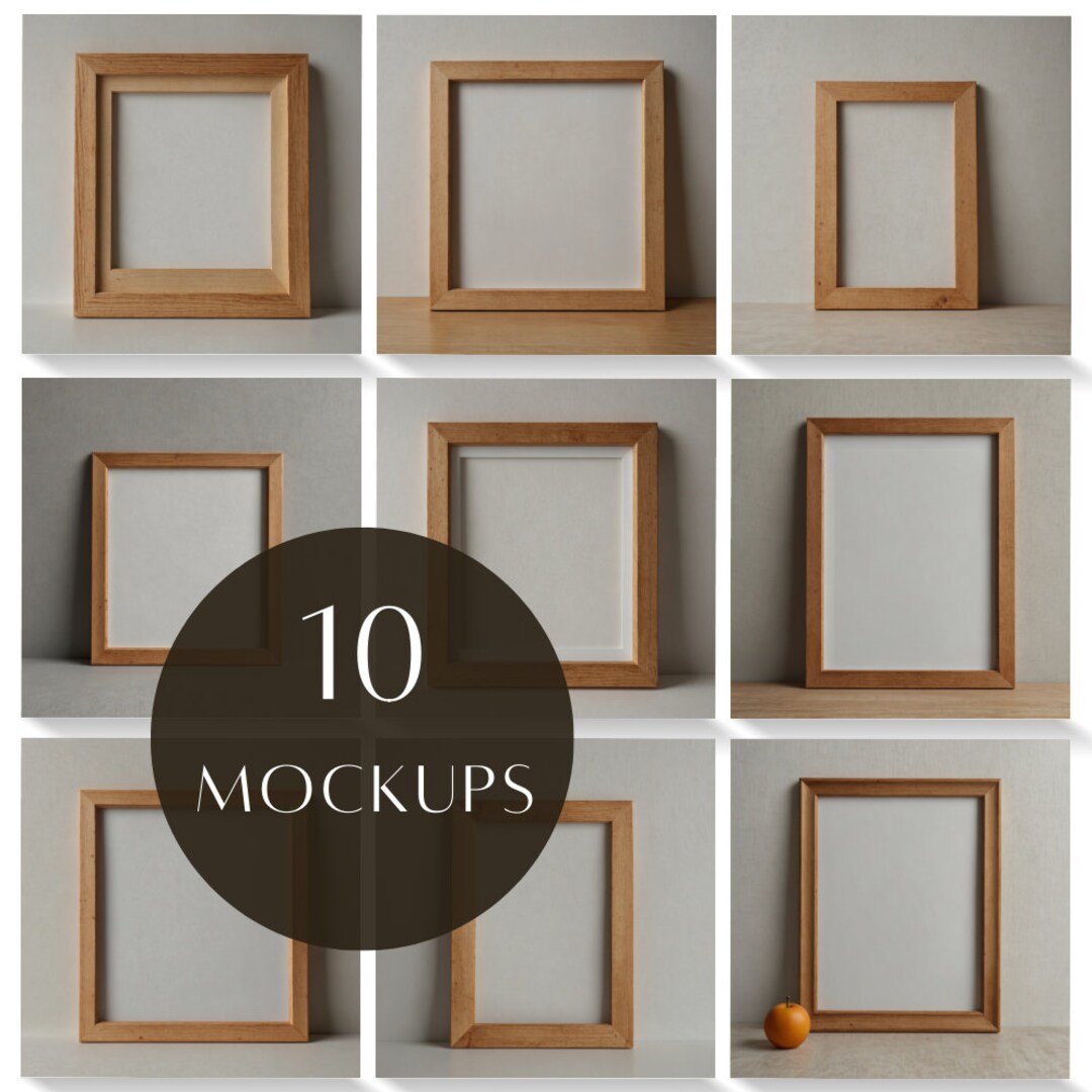 10 Frame Mockup Bundle, Modern Simple Wooden Mock up Photograph Styled ...