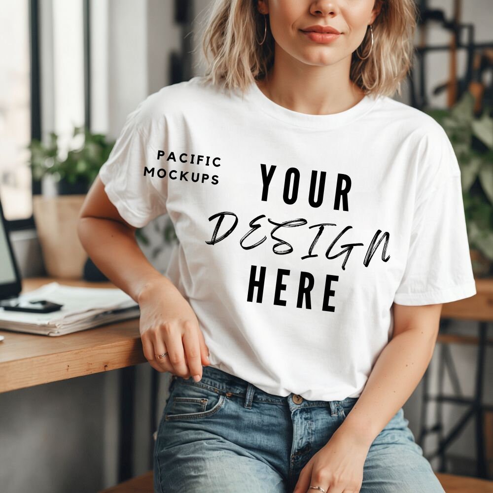 Gildan 6400 White Tshirt Mockup Clothing Mock up Gildan White T-shirt ...