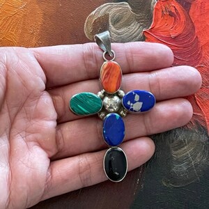 Large Silver and Multi Stone Cross. - Etsy