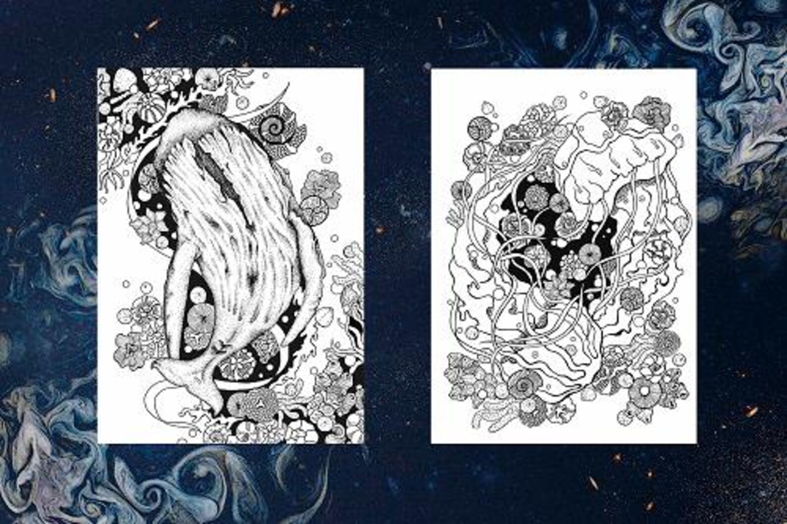 Sea Creatures Adult Coloring Pages, Ocean Coloring Sheets, Instant ...