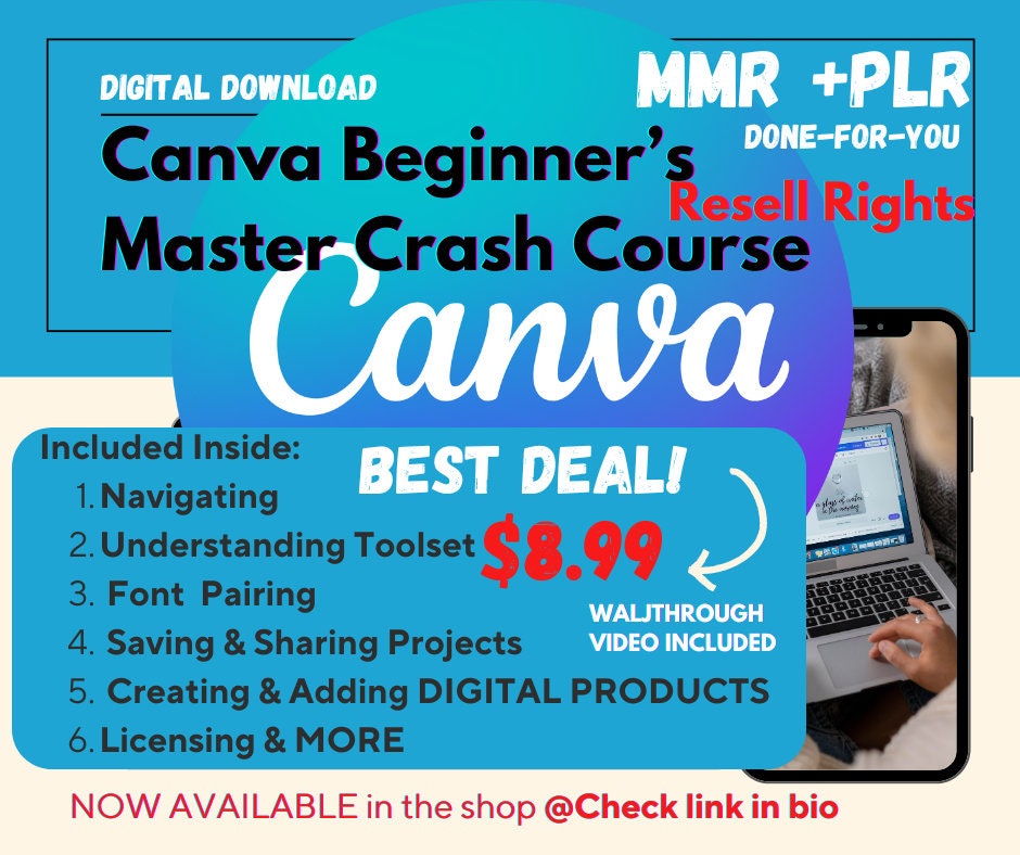 Canva Master Crash Course How to Guide With Master Resell Rights MRR and Private Label Rights ...