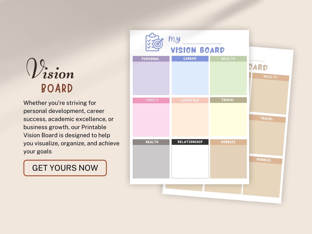 Vision Board Printables, Goal Setting, Motivation, Self-improvement ...