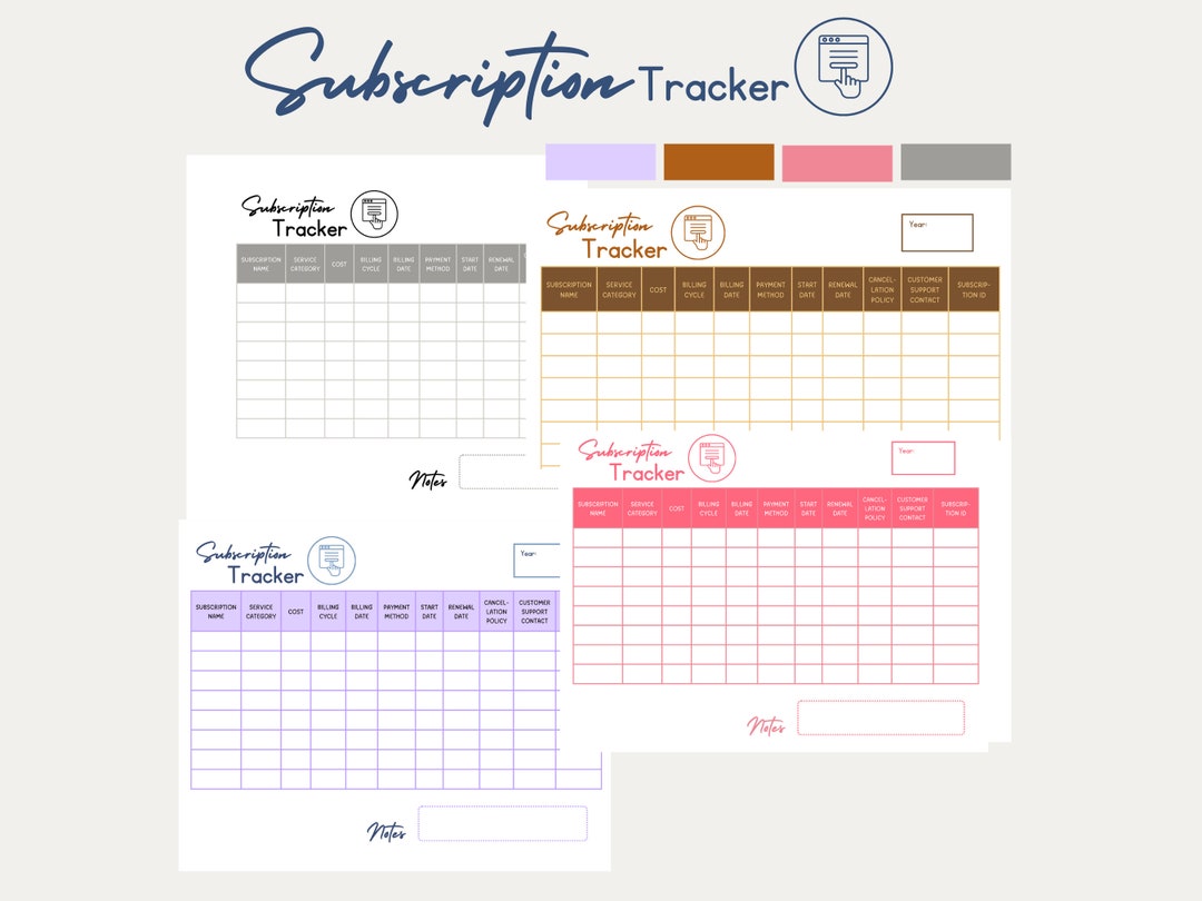 Subscription Tracker Printable, Spending Tracker, Budget Template ...