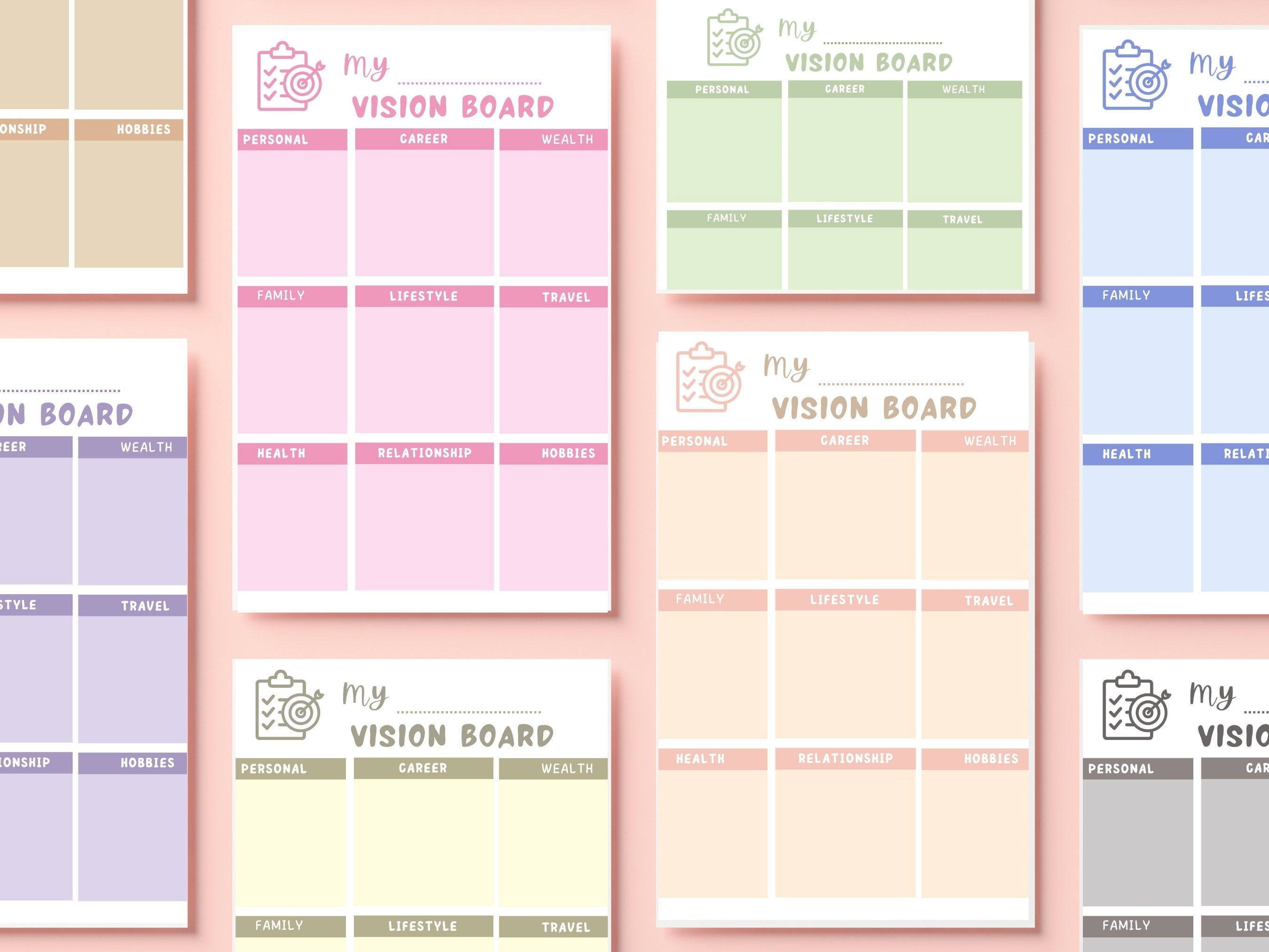 Vision Board Printables, Goal Setting, Motivation, Self-improvement ...