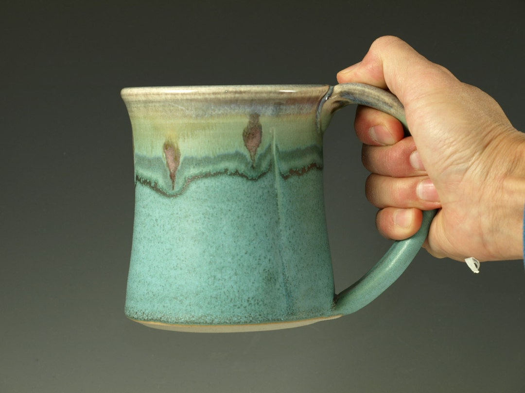 Coffee Mug Cup ,large Ceramic Handmade Mug With Large Handle, Turquoise ...