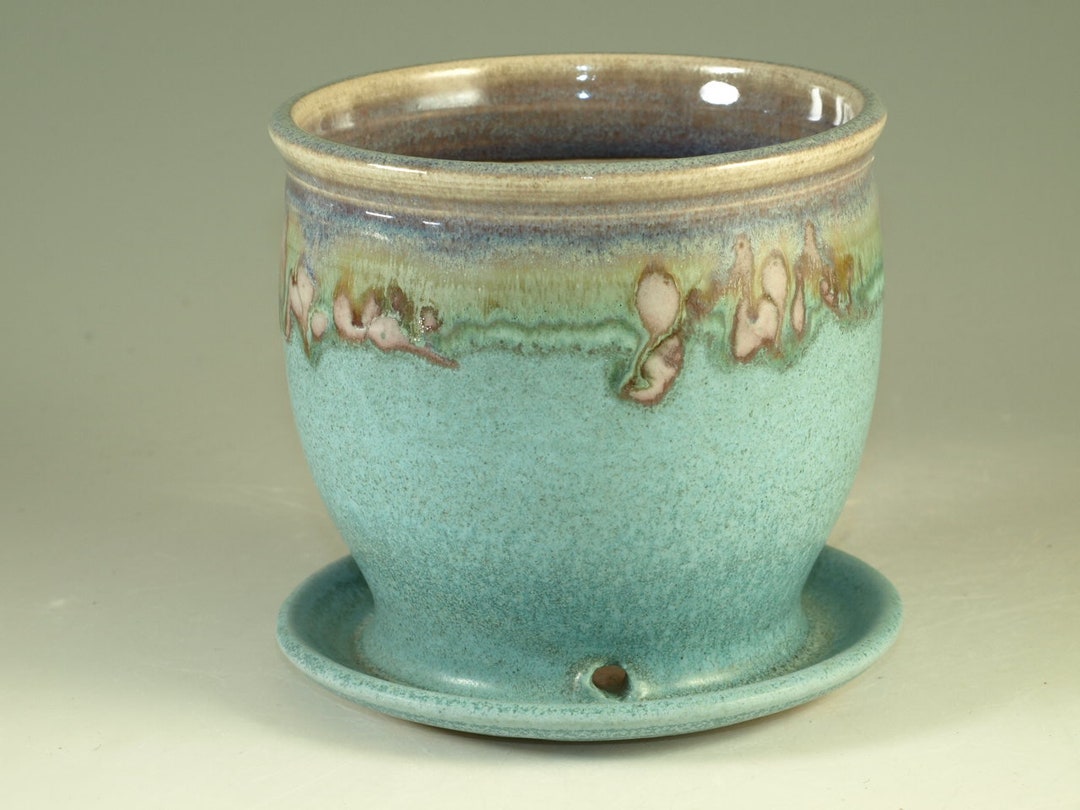 Pottery Planter in Turquoise Glaze, Flower, Herb Plant Stoneware - Etsy