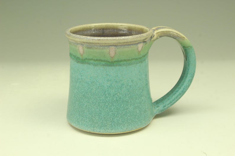 Ceramic Mug With Large Handle, Turquoise, Wheel Thown (12oz) - Etsy