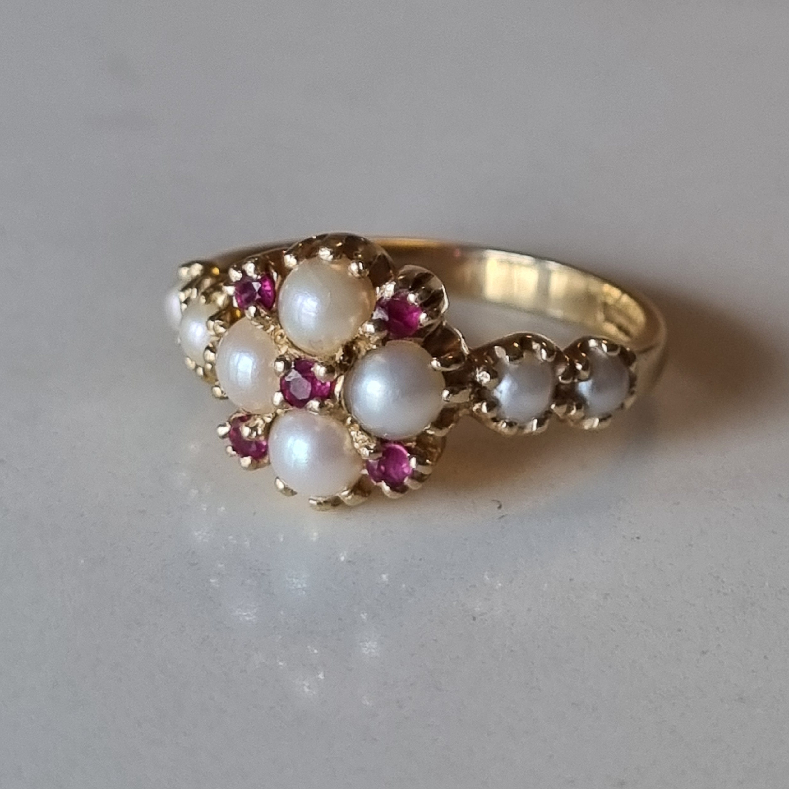 14CT Vintage Pearl and Ruby Ring - Etsy