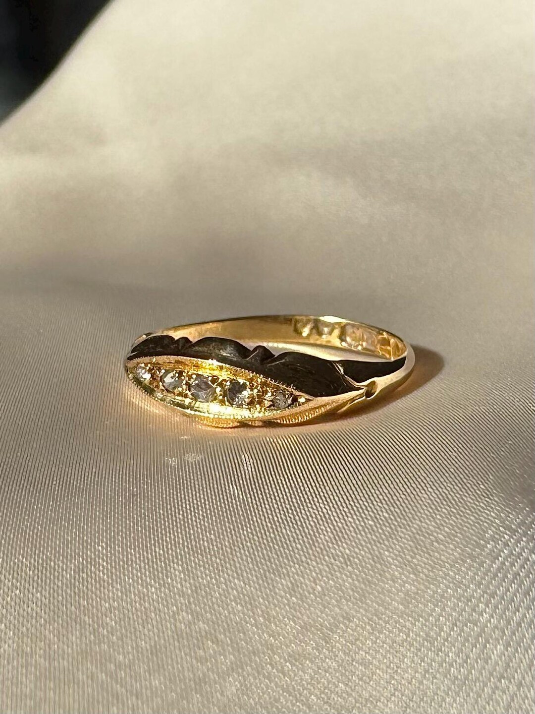 18CT Old Cut Diamond Boat Ring - Etsy