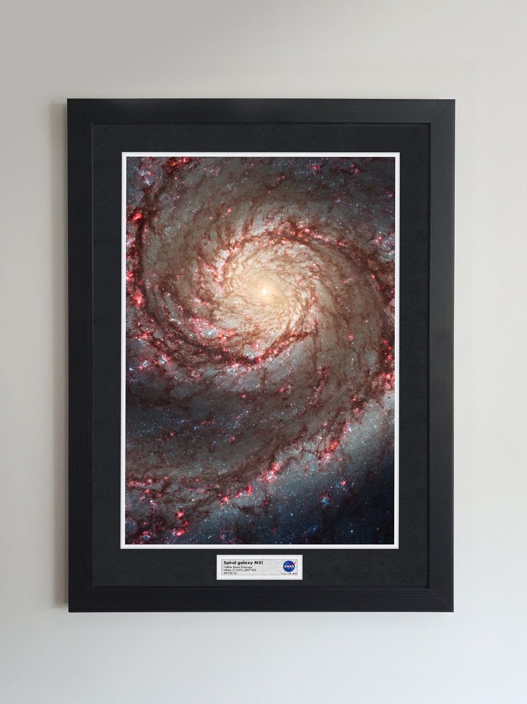 Spiral Galaxy M51 Poster Hubble Space Telescope Space Astronomy Printed Double Mount With Plaque ...