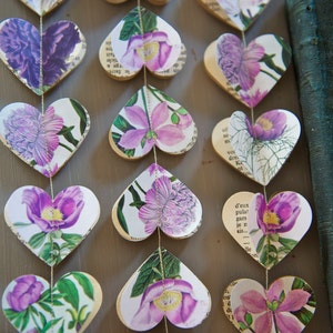 Heart Garland, Mothers Day Vintage, Purple Garland, Flower Garland ...