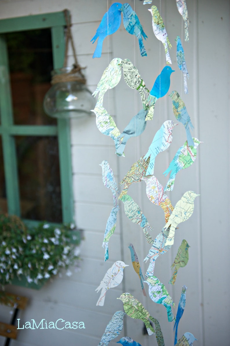 Paper Bird Garland • Bird Lover Gift • Handmade Eco Home Decor ...