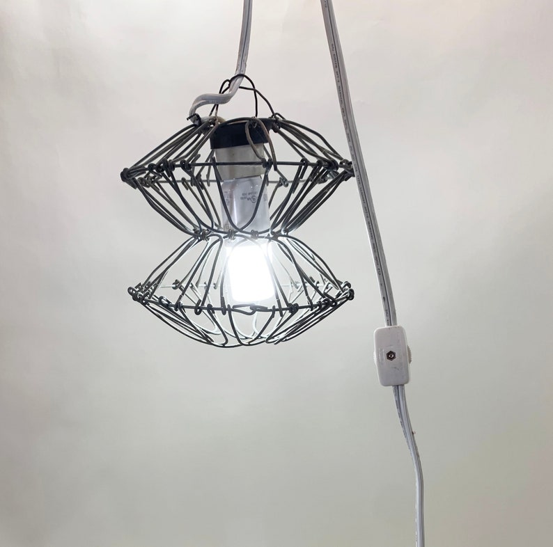 Vintage Folding Collapsable Metal Wire Ball Basket Lighting Fixture ...