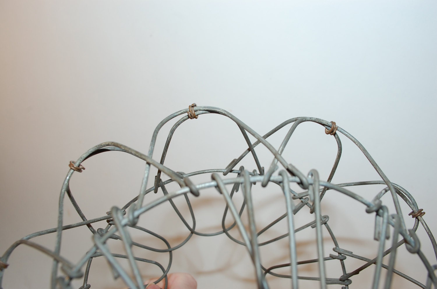 Vintage Folding Collapsable Metal Wire Ball Basket Lighting Fixture ...