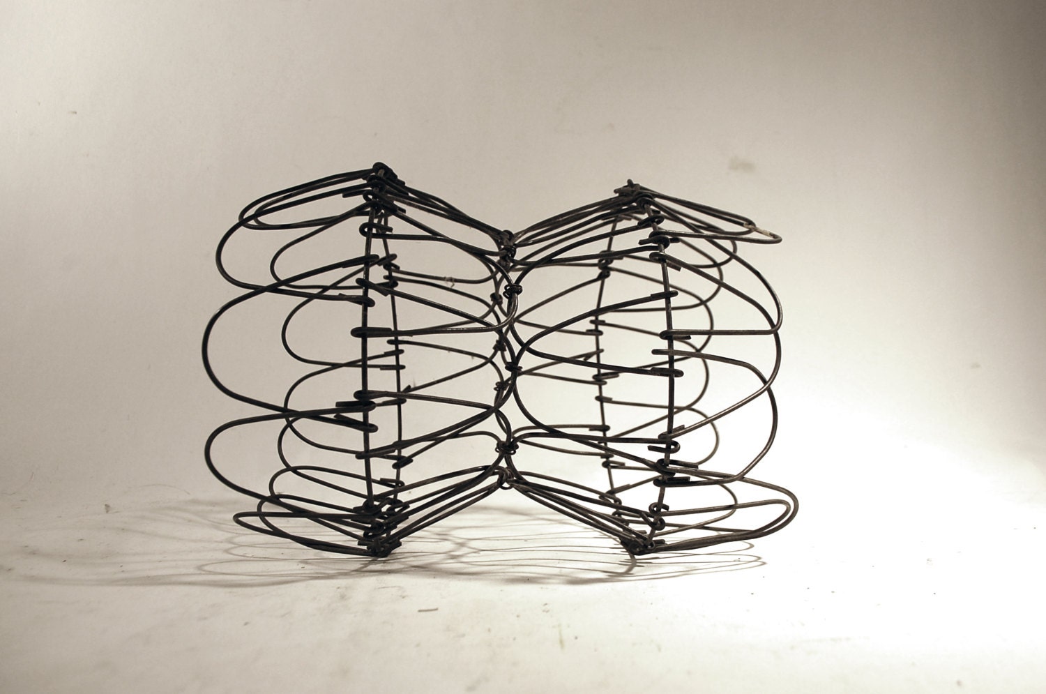 Vintage Folding Collapsable Metal Wire Ball Basket Lighting Fixture ...