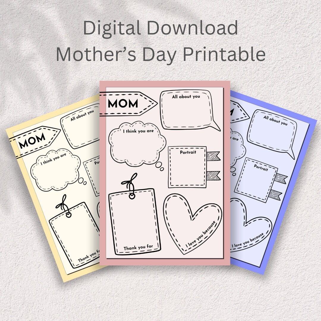 All About My Mom - Mother's Day Printable, Mothers Day Gift, Card for ...