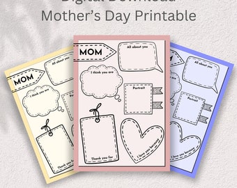 All About My Mom - Mother's Day Printable, Mothers Day Gift, Card for ...