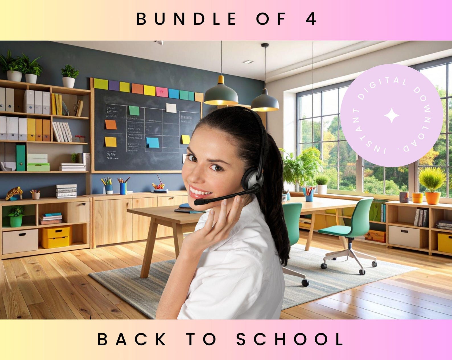 Back to School Teacher Background Bundle |zoom Virtual Classroom Decor ...