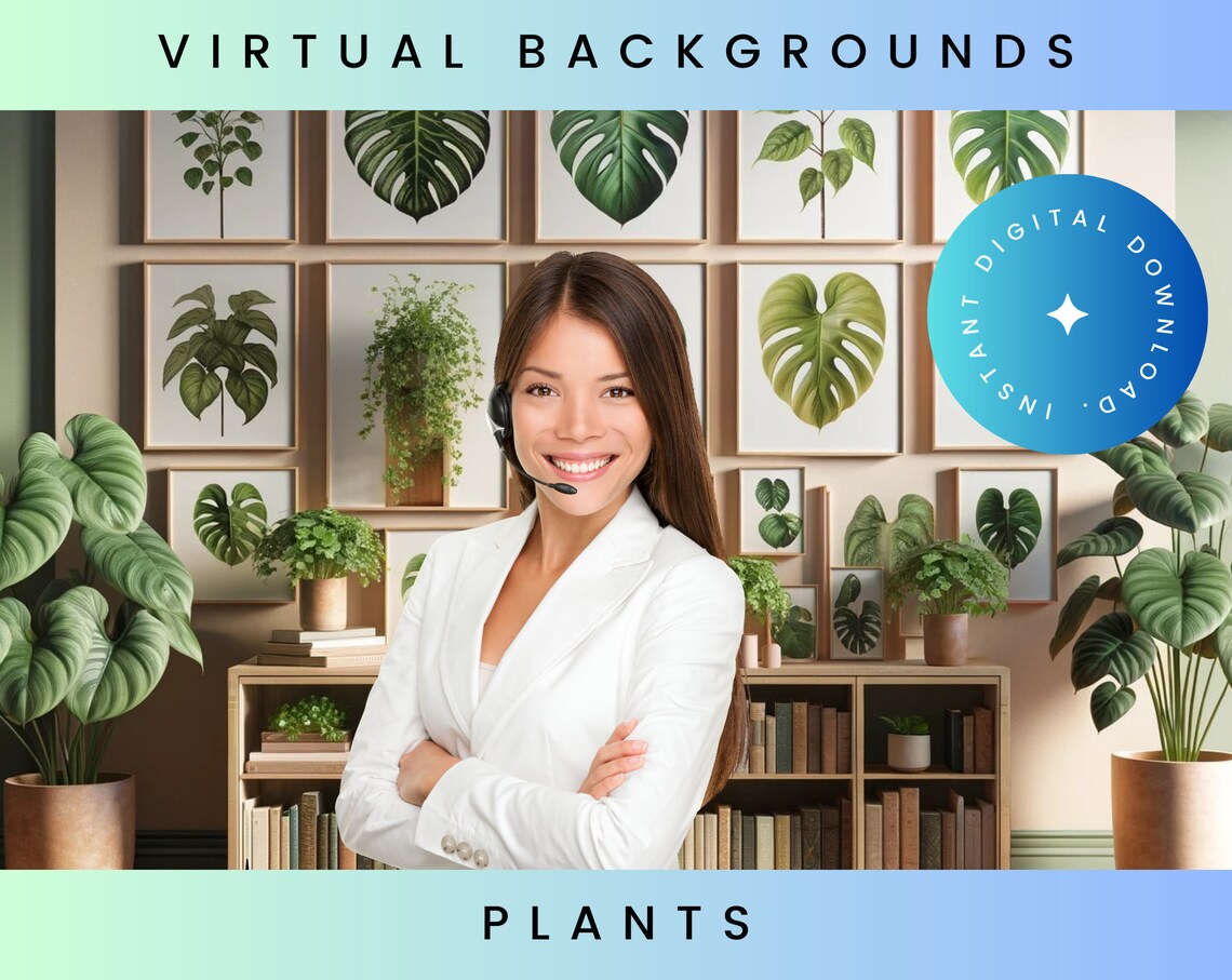 Monstera Plants Zoom Backgrounds, Zoom Background Office, Zoom ...