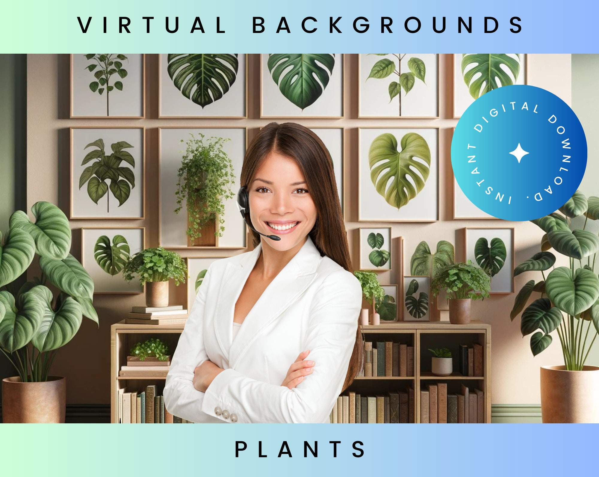 Monstera Plants Zoom Backgrounds, Zoom Background Office, Zoom ...