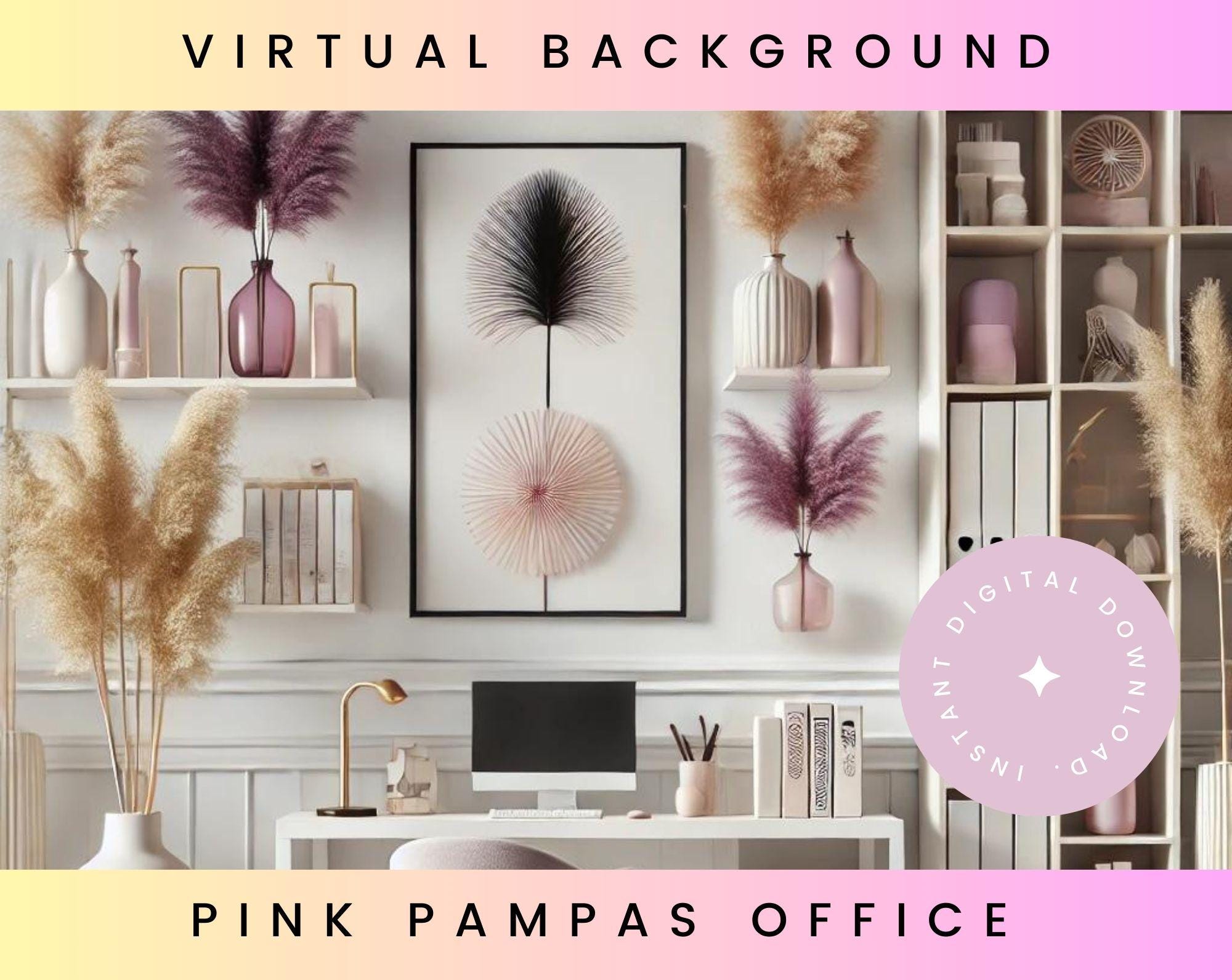 Pink Pampas Office Zoom Backgrounds, Zoom Background, Zoom Backgrounds ...