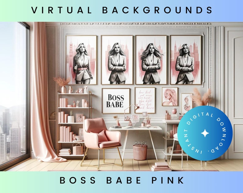 Boss Babe Pink Zoom Backgrounds, Boss Babe Decor, Zoom Background, Zoom ...