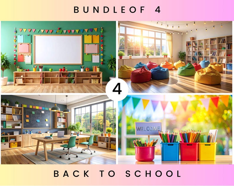 Back to School Teacher Background Bundle |zoom Virtual Classroom Decor ...
