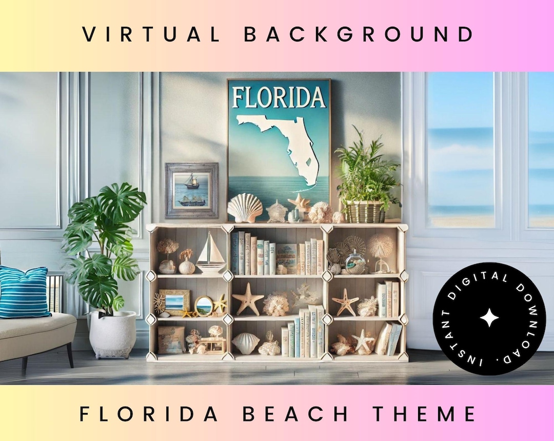 The Sunshine State Florida Beach Theme Office Zoom Meeting Background ...