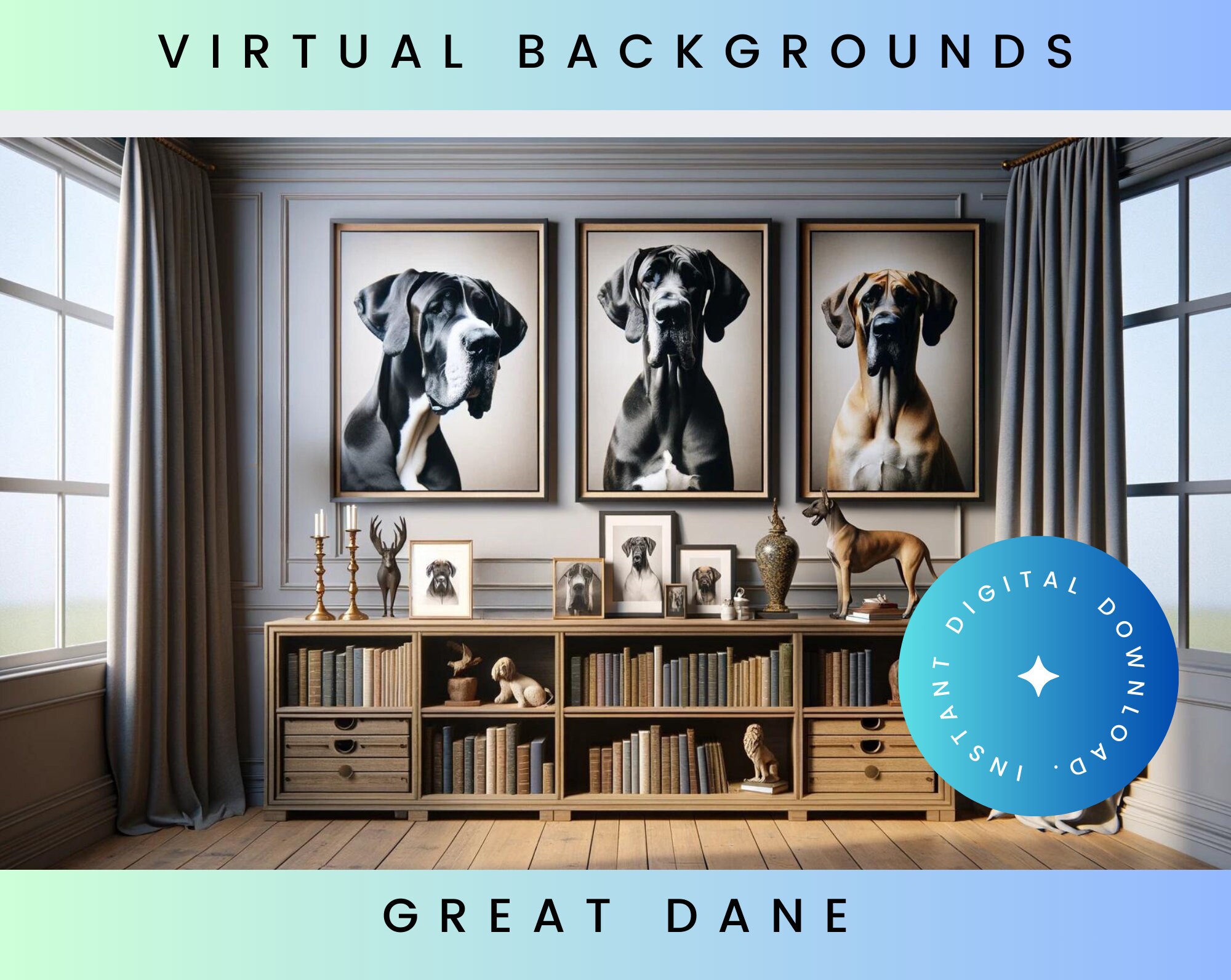 Great Dane Zoom Backgrounds, Great Dane Decor, Zoom Background, Zoom ...