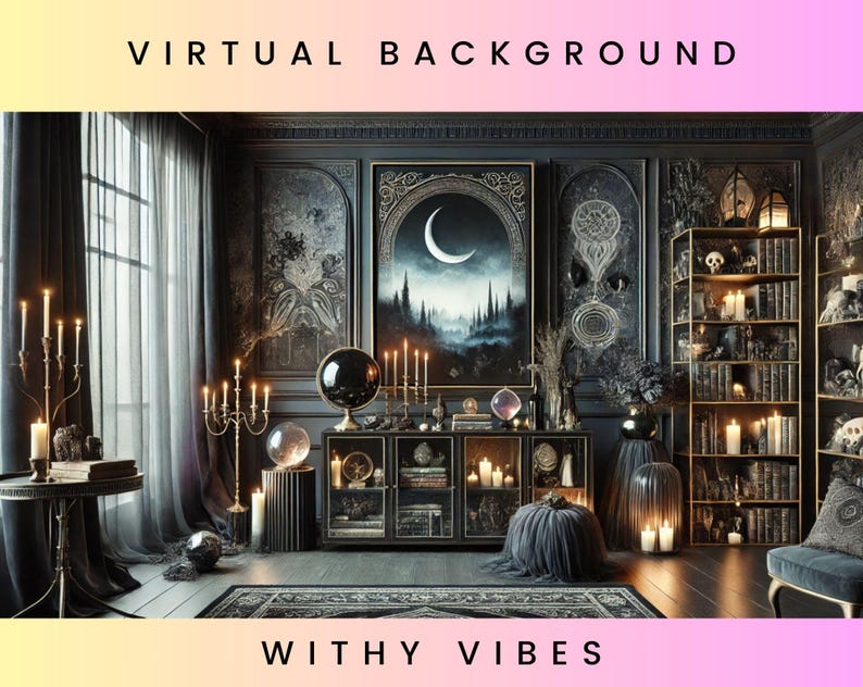 Witchy Gothic Office Virtual Background, Dark Moody Decor - Etsy