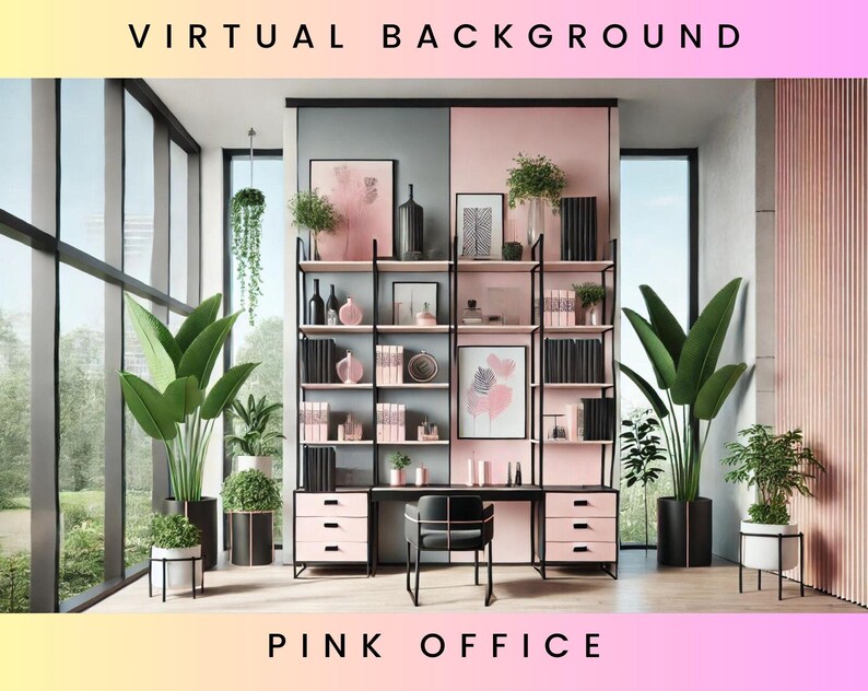 Pink Office Zoom Backgrounds, Boss Babe Decor, Zoom Background, Zoom ...