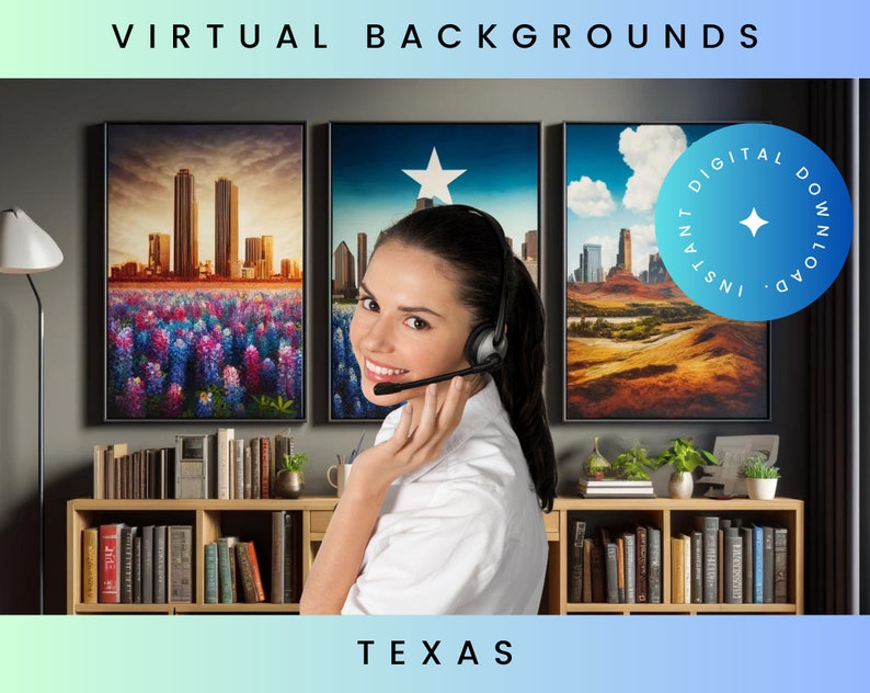 Texas Bluebonnet Western Ranch Zoom Backgrounds, Zoom Background Office ...