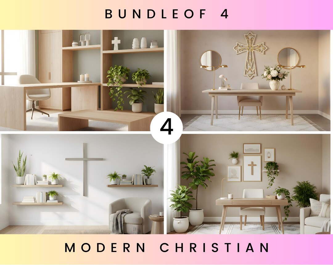 Modern Christian Office Backgrounds | Minimal Cross Decor | Neutral ...
