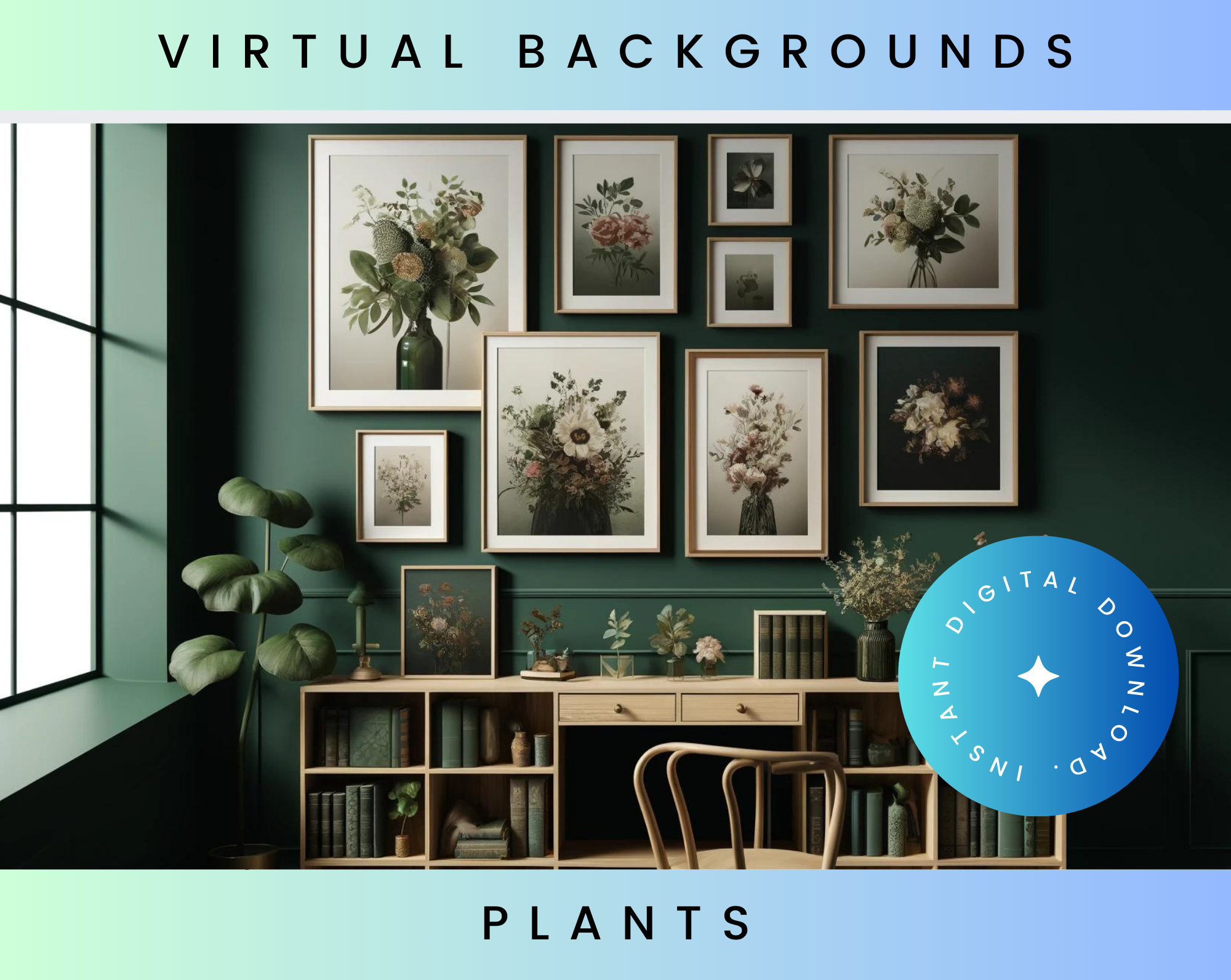 Moody Plants Flowers Aesthetic Greenery, Hunter Green, Zoom Backgrounds ...