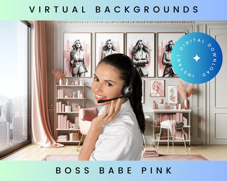 Boss Babe Pink Zoom Backgrounds, Boss Babe Decor, Zoom Background, Zoom ...