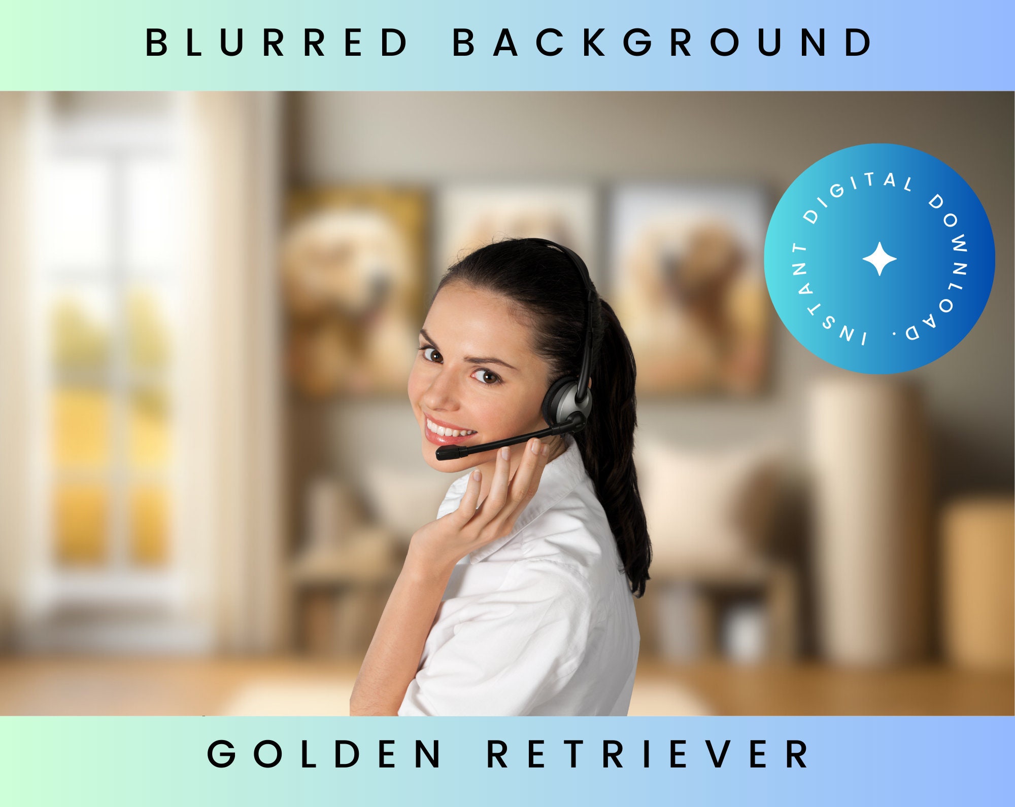 Golden Retriever Zoom Backgrounds, Retriever Decor, Zoom Background ...