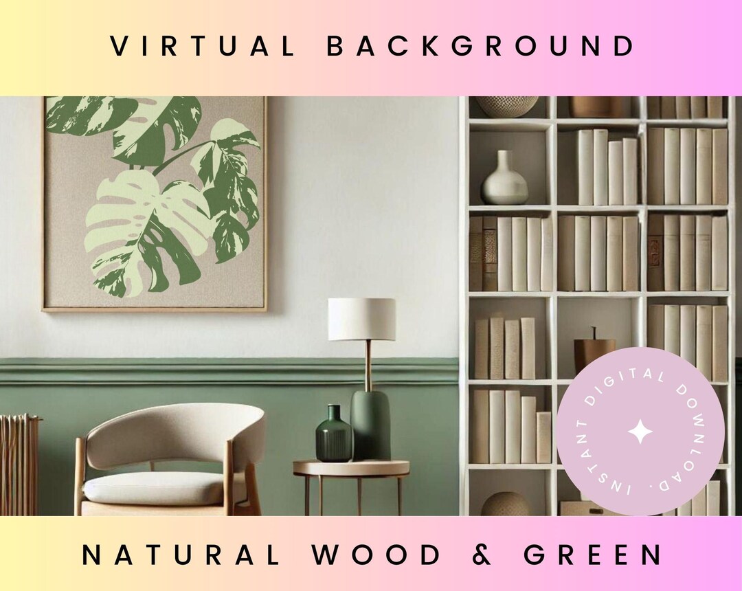 Monstera Plant Office Bookshelf Zoom Background - Etsy
