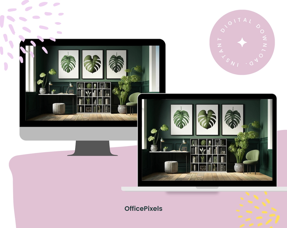 Monstera Plants Zoom Backgrounds, Zoom Background Office, Zoom ...