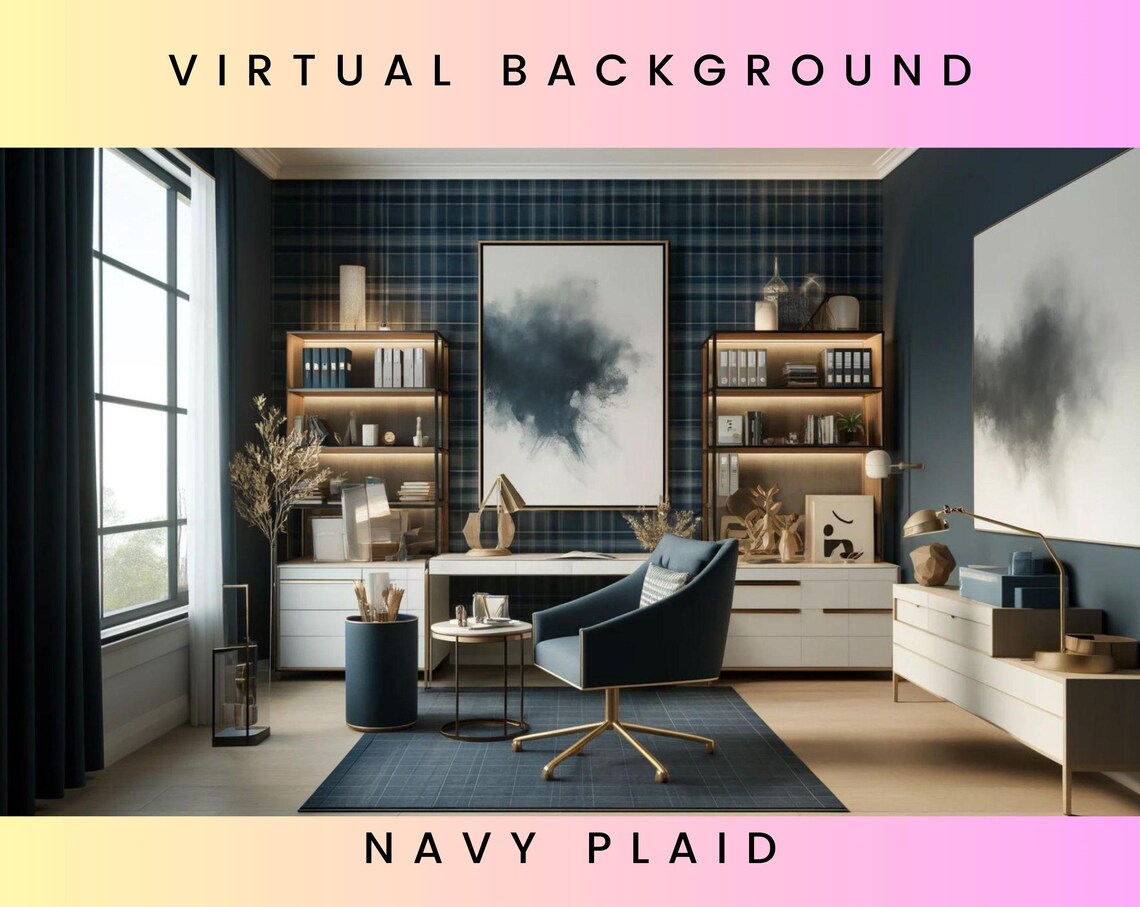Navy Plaid Tartan Zoom Background - Etsy
